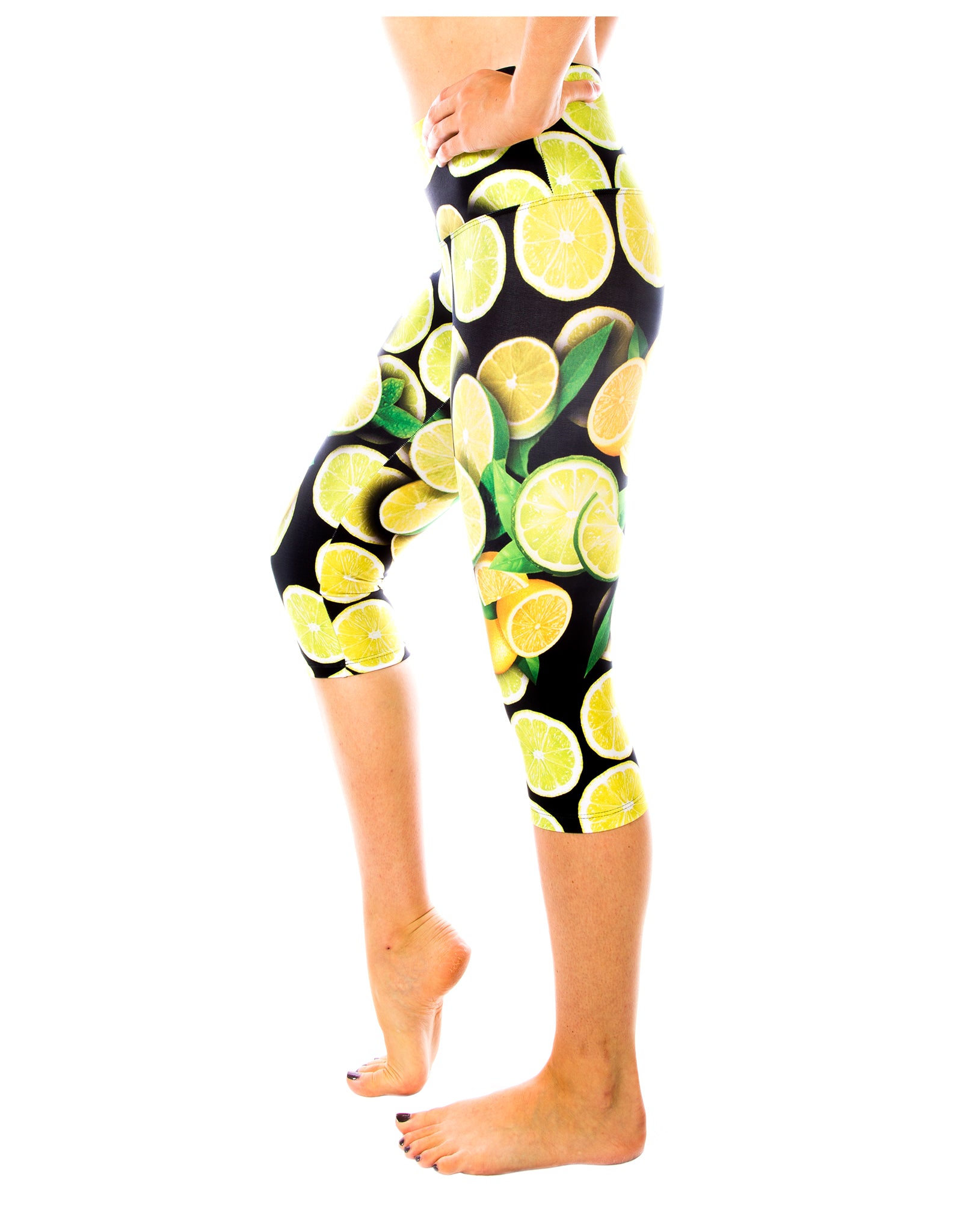 Lemon Lime Capri Yoga Pants | Fruity Fun Leggings | Lavaloka - LAVALOKA