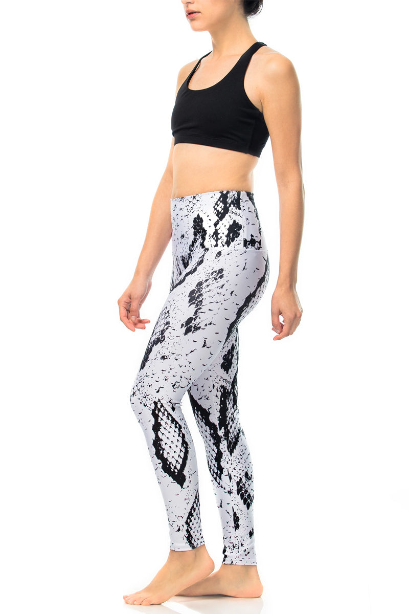 White Python Yoga Pants - White Snakeskin Leggings - Lavaloka - LAVALOKA
