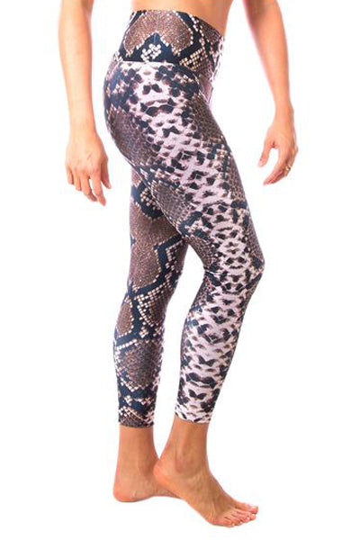 Black & Brown Python Yoga Pants | Python Leggings | Lavaloka Snakeskin ...